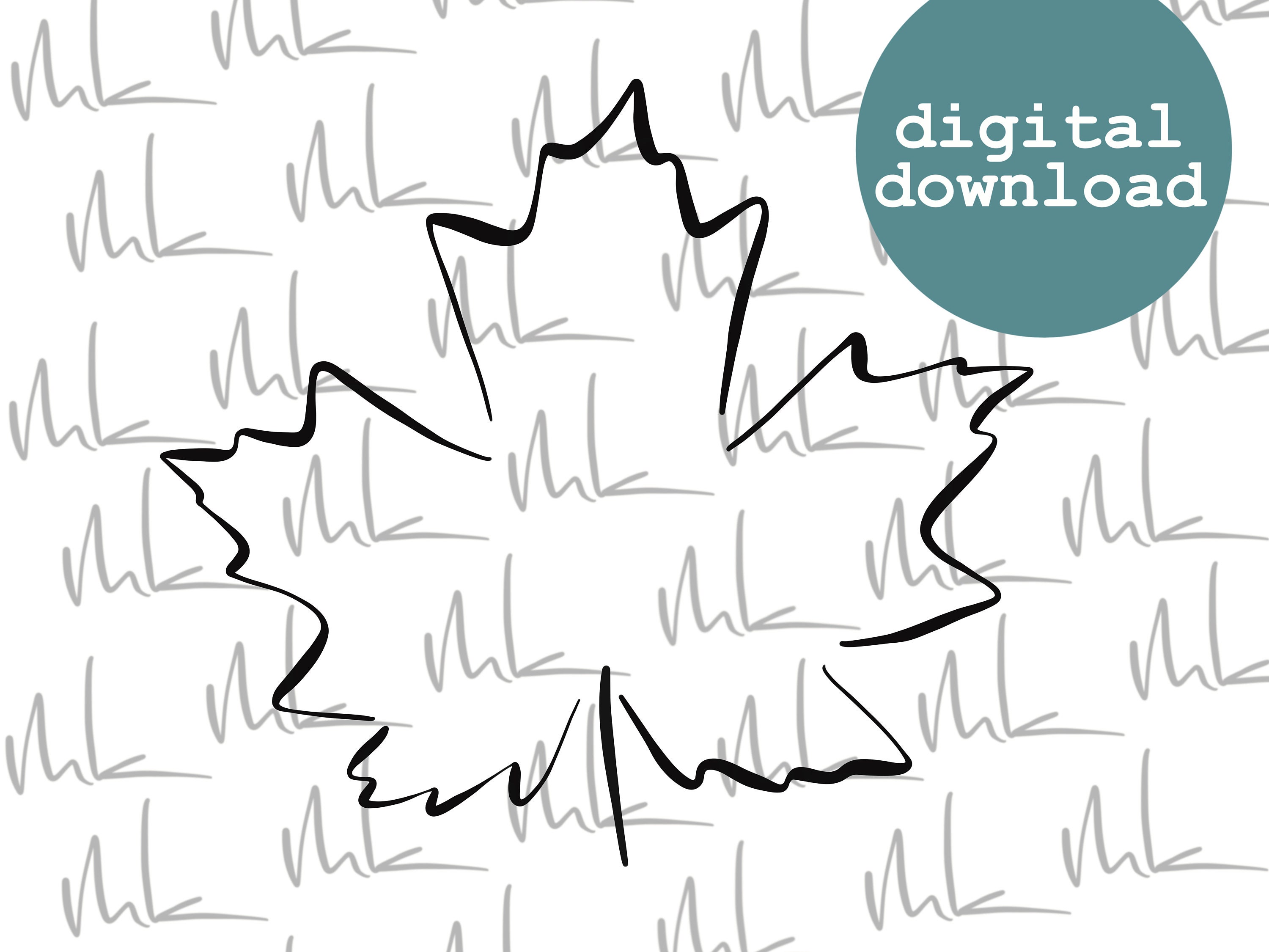 Digital Download - Illustration of Maple Leaf Line Art Simple Minimal ...