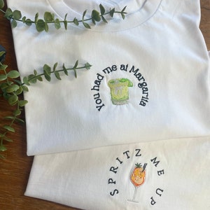Aperol Spritz T Shirt, Margarita T Shirt , Cocktail Tops, Embroidered ...