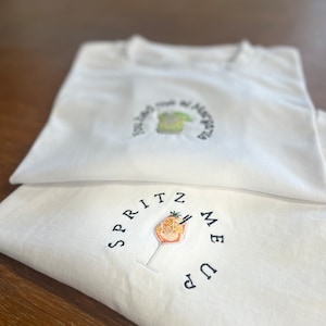 Aperol Spritz T Shirt, Margarita T Shirt , Cocktail Tops, Embroidered ...