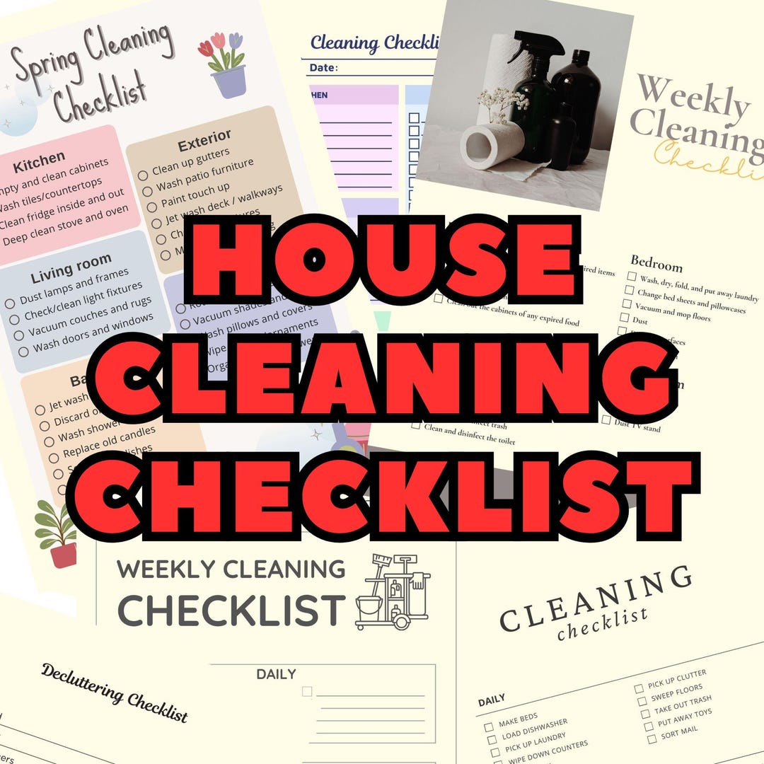 Weekly Cleaning Checklist Monthly, Yearly Chore Chart Cleaning Planner ...