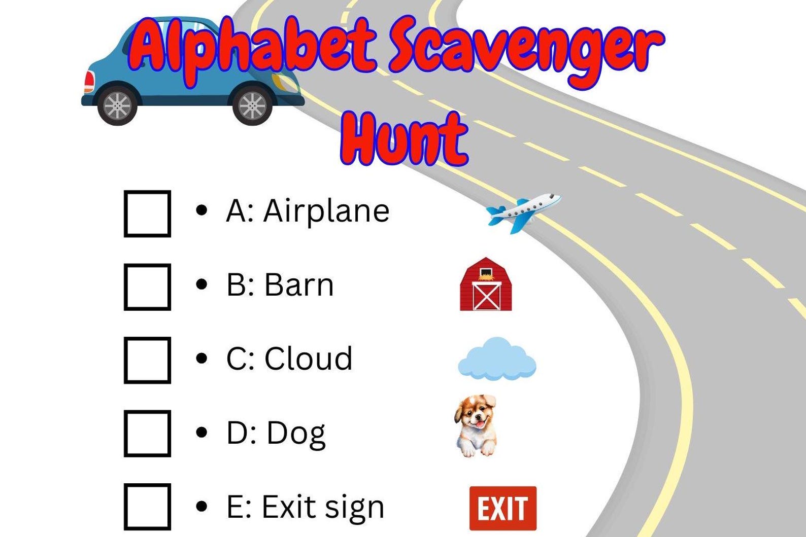 Scavenger Hunt Car, Epic Game, Activity Kids, Travel Summer Time, Field ...