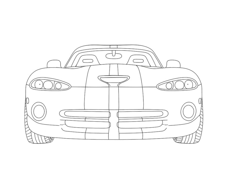 Dodge Viper GTS Coloring Page: Detailed Sports Car Line Art (PDF) - Etsy