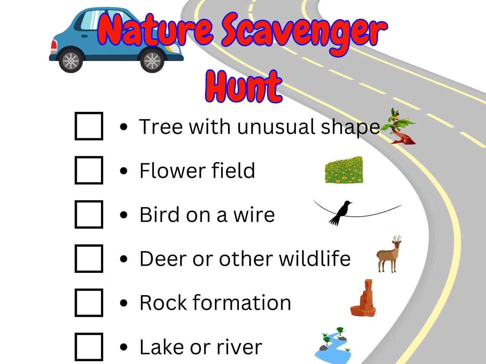 Scavenger Hunt Car, Epic Game, Activity Kids, Travel Summer Time, Field ...