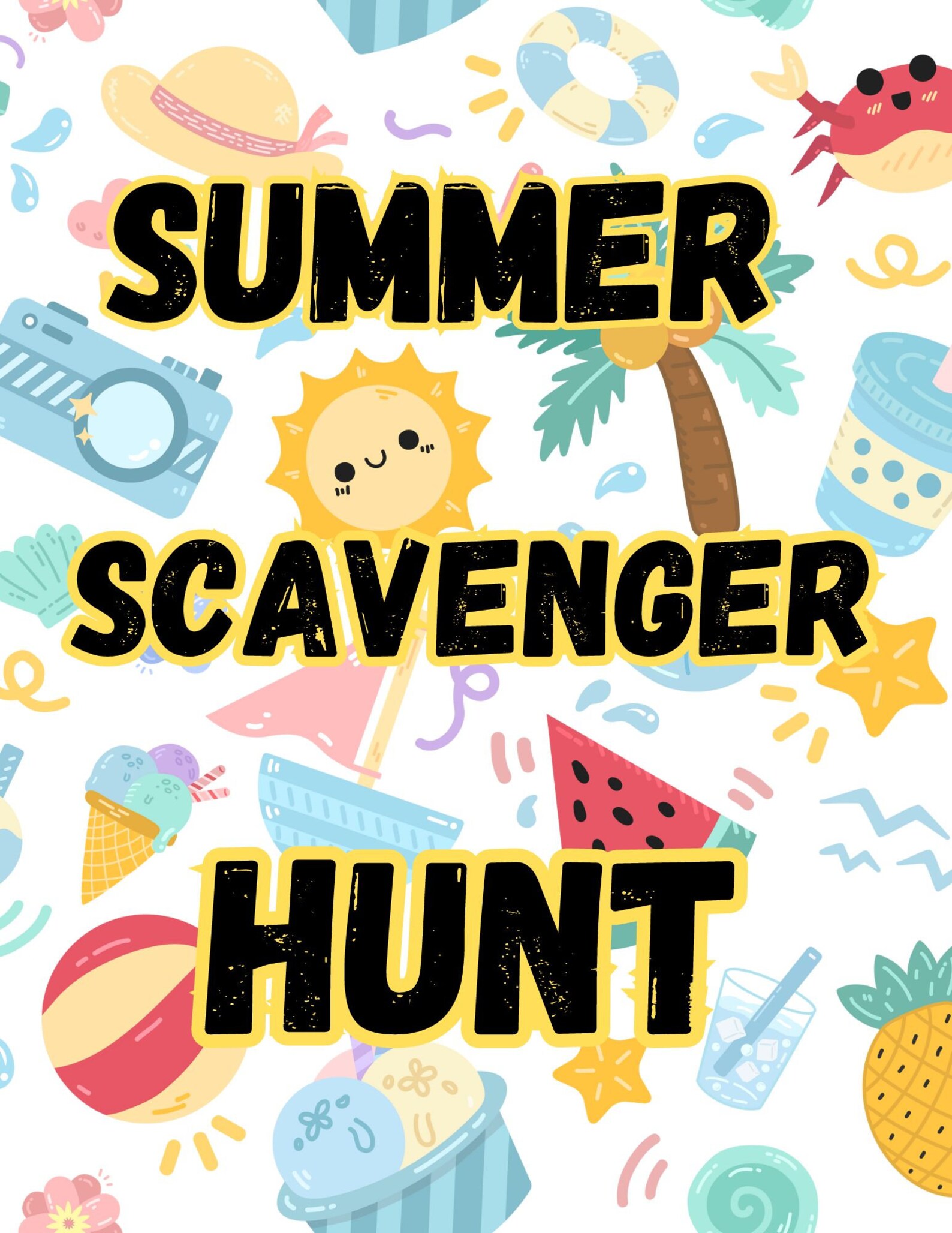 Summer Fun Treasure Scavenger Hunt for Kids, Hunt Clues Printable ...