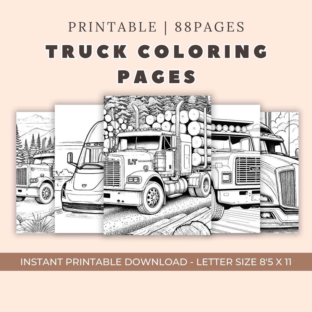 88 Truck Coloring Pages for Kids, Semi Trucks, Printable Coloring Page ...