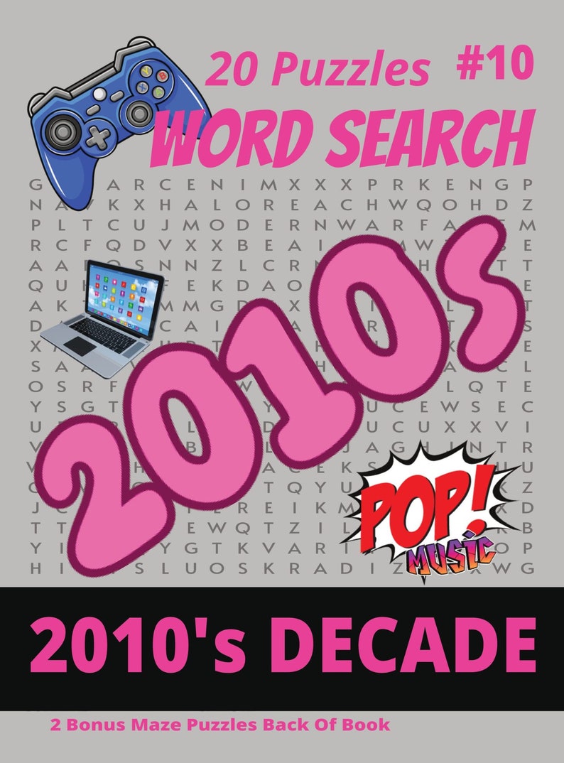 Word Search, Printable Book, Large Print, Learning, Decades Maze Pages ...