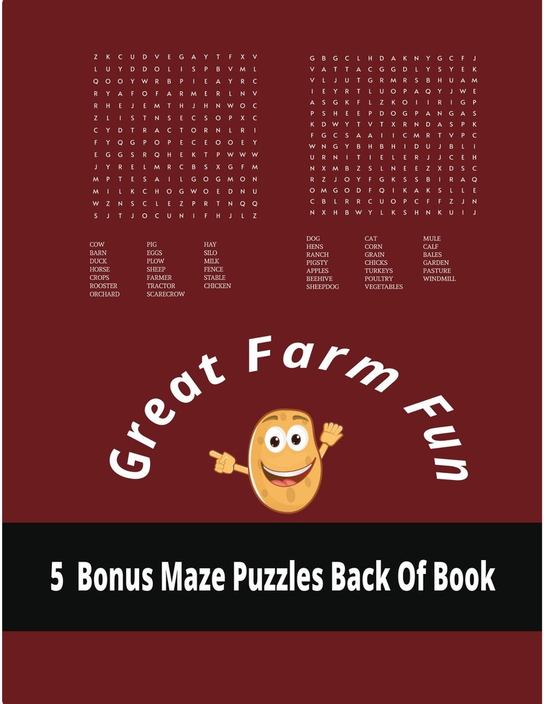 Word Search Puzzle, Farm Puzzle, Kids Puzzle, Activities Puzzle, Farm ...