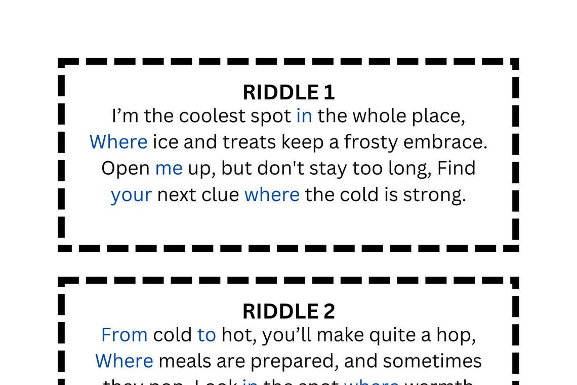 Summer Fun Treasure Scavenger Hunt for Kids, Hunt Clues Printable ...