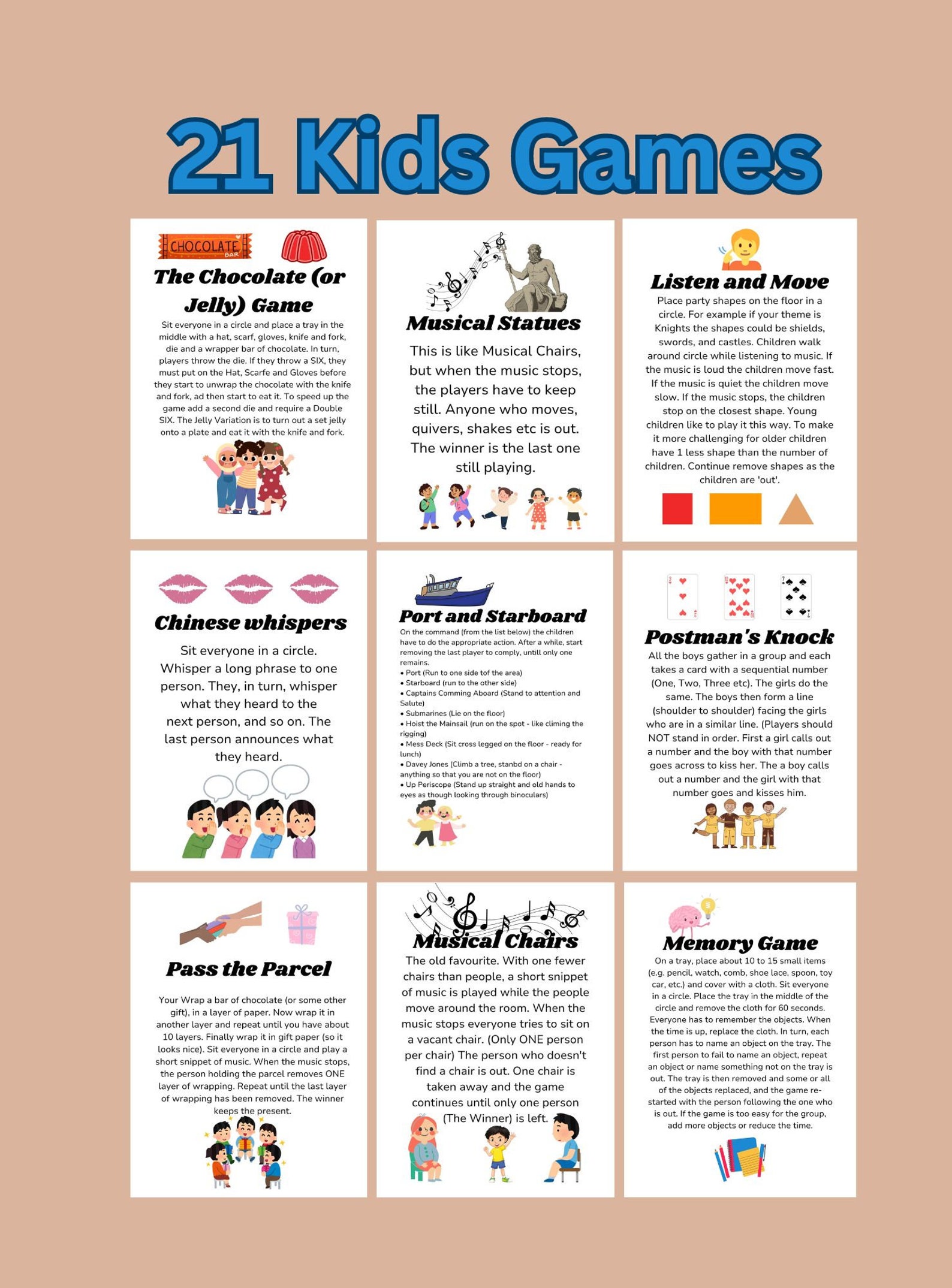 Children Party Game Book, Children Games, Kids Games Activities, Party ...