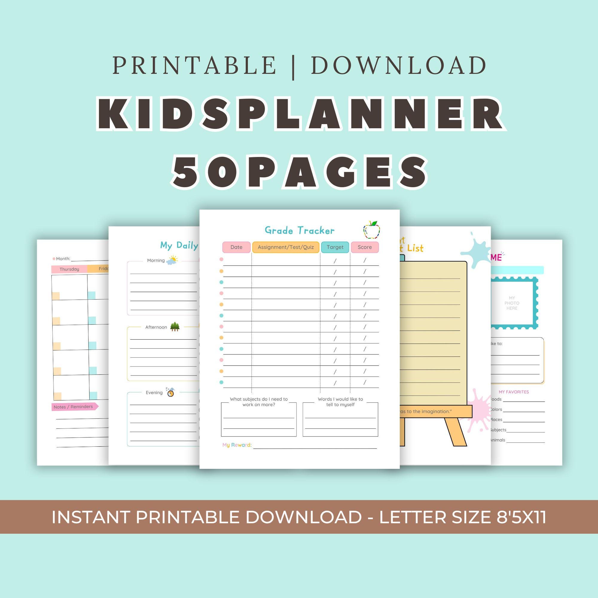 Kids Planner Journal Daily Routine Printable | 50 Page to Do List ...