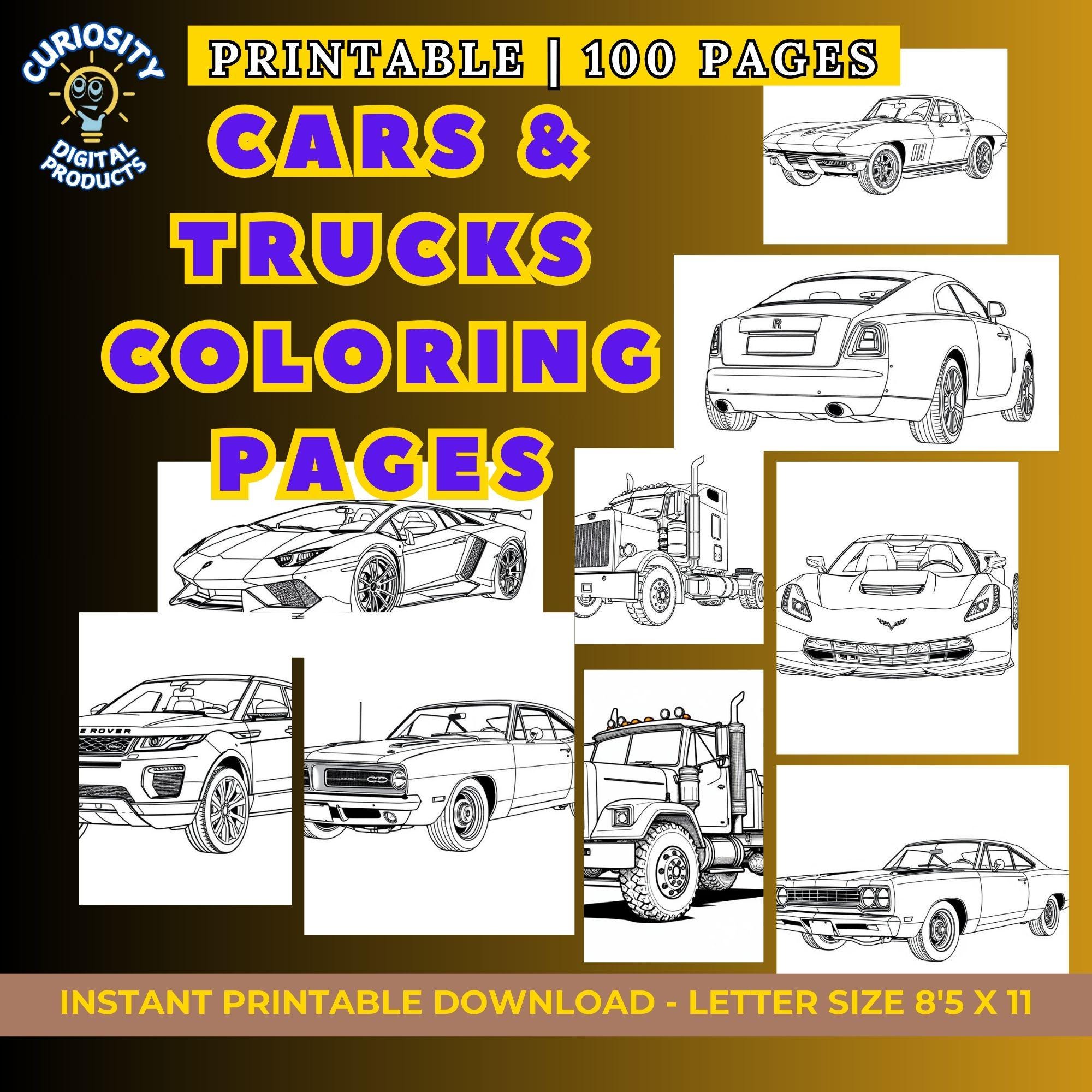 100 Cars and Trucks Coloring Pages: Muscle Car & Exotic Car Designs ...