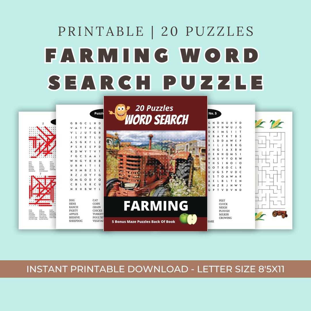 Word Search Puzzle, Farm Puzzle, Kids Puzzle, Activities Puzzle, Farm ...