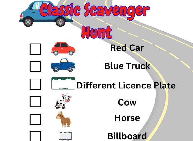Scavenger Hunt Car, Epic Game, Activity Kids, Travel Summer Time, Field ...