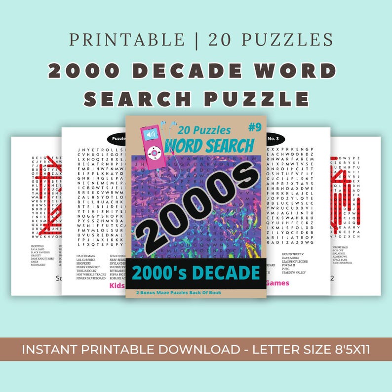 2000s Decade Word Search Puzzle | Printable Large Print Word Search ...