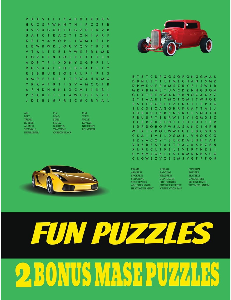 Cars Word Search Puzzle: 20 Printable Games for Kids & Adults (digital ...
