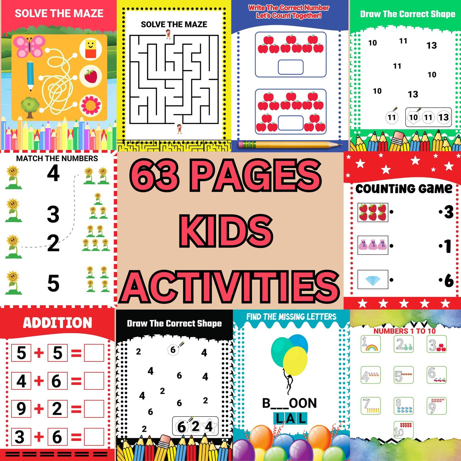 Children Game Activity Puzzles Book, Kids' Games Activities, Sheets ...