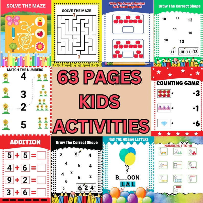 Children Game Activity Puzzles Book, Kids' Games Activities, Sheets ...