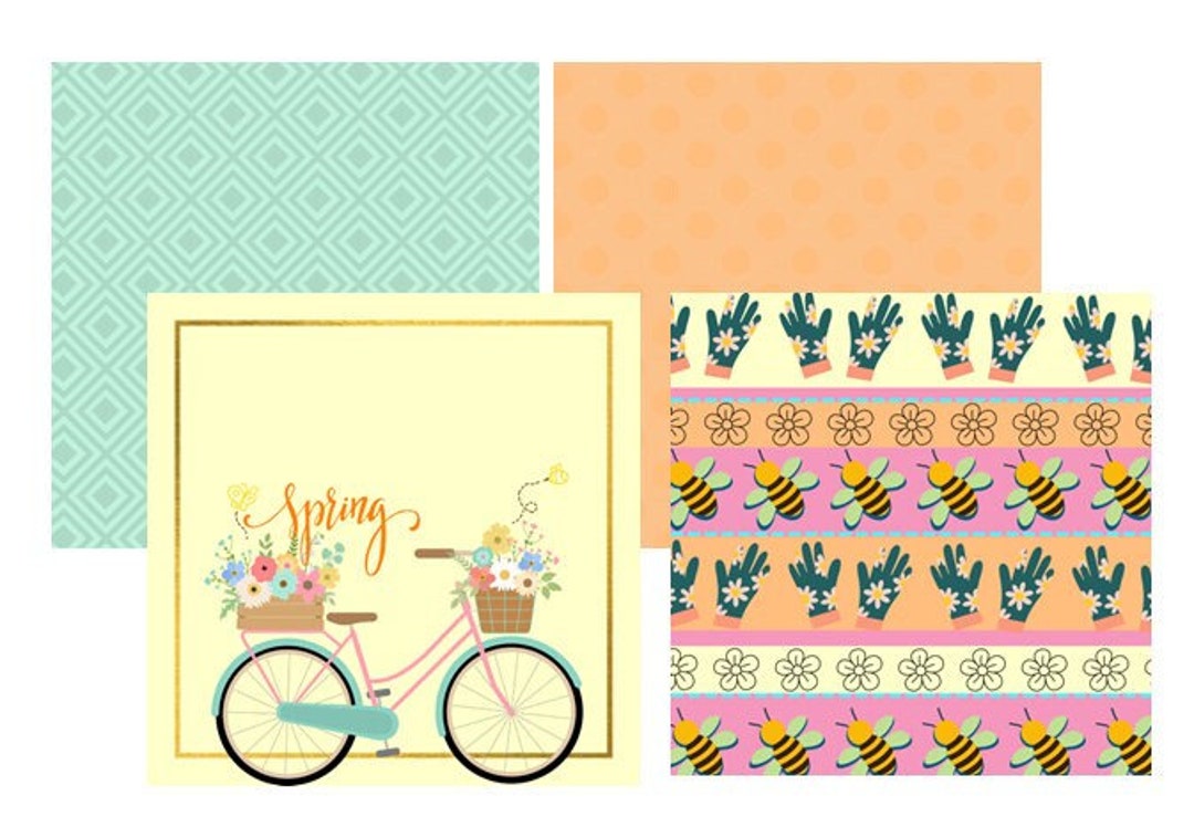 Spring Time Digital Paper Pack - Etsy