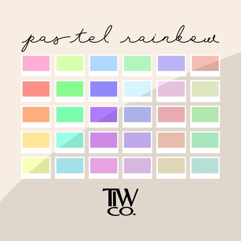 Pastel Rainbow Procreate Color Palette HEX Codes Digital Art ...