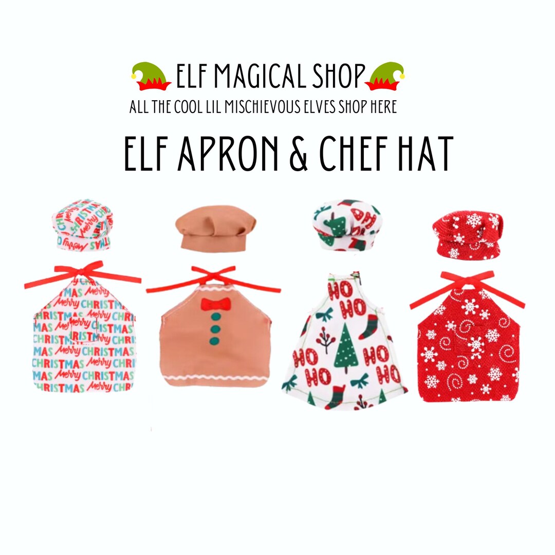 Elf Cooking Apron & Chef Hat Set – Mini Kitchenware for Holiday ...