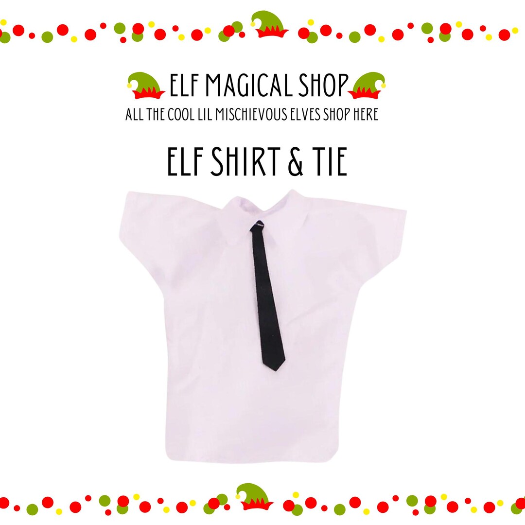 Elf Shirt and Tie | White Shirt and Black Tie for Christmas Elf Doll ...