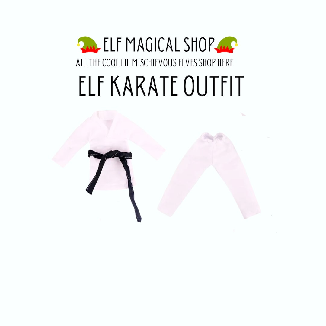 Elf Karate Outfit Set Black Belt Gi for Christmas Elf Doll Doll Size ...