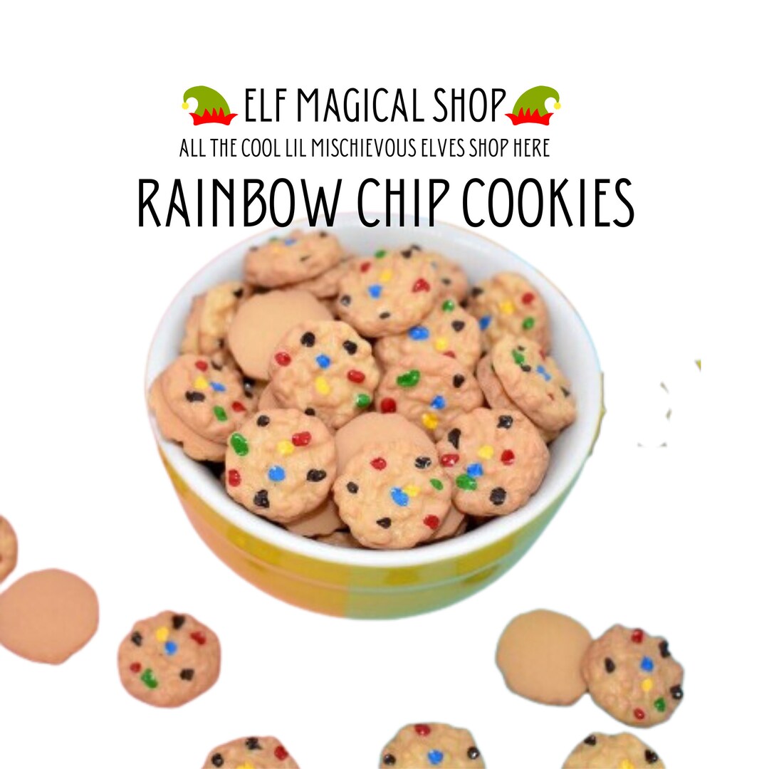 Miniature Rainbow Chip Cookie Set | Cookies for Christmas Elf Doll ...