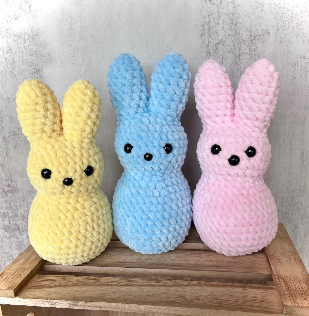Peep Bunny Plushie | Soft Huggable Animal Amigurumi | | Fun Childs Gift ...