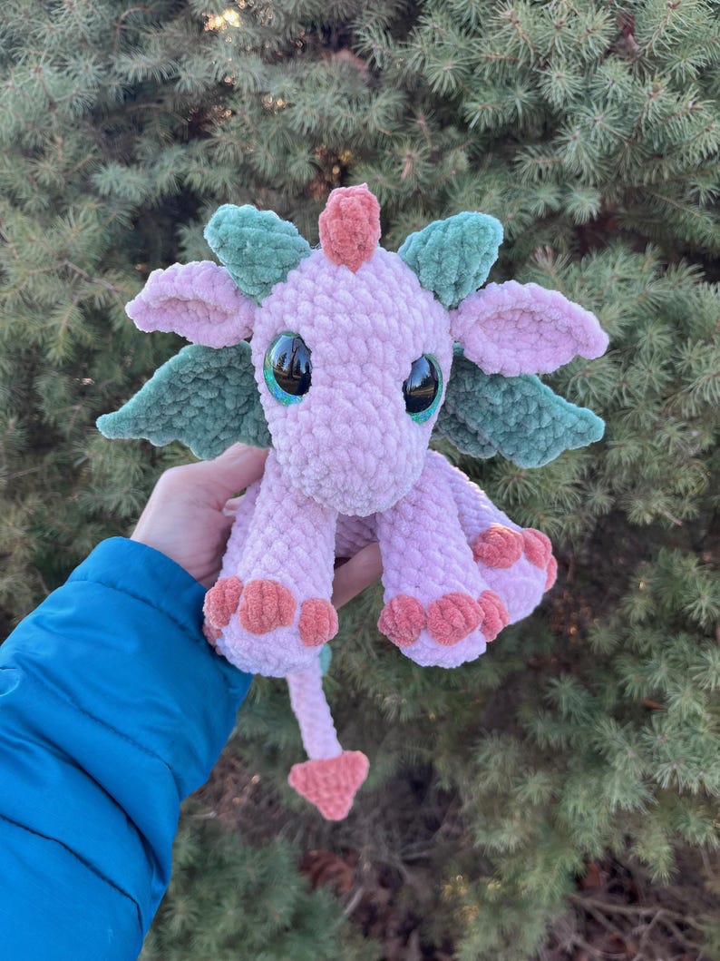 Little Rose Dragon Plushie: Soft Huggable Fantasy Amigurumi - Etsy