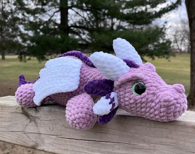Lavender Dragon Plushie | Soft Huggable Fantasy Amigurumi | Fun Gift ...