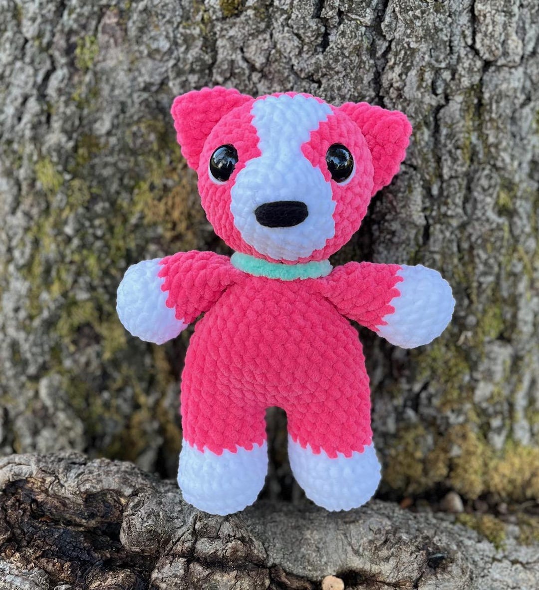 Pink Puppy Plushie | Soft Huggable Plush Crochet Toy | Pet Animal ...