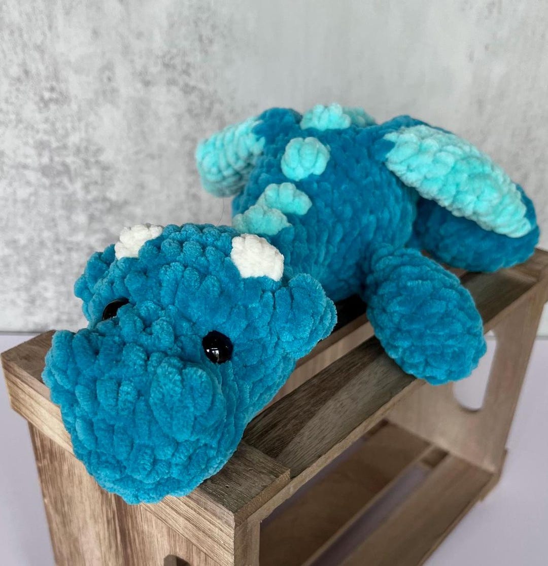 Cute and Cuddly Teal Dragon Plushie | Soft Huggable Fantacy Amigurumi ...