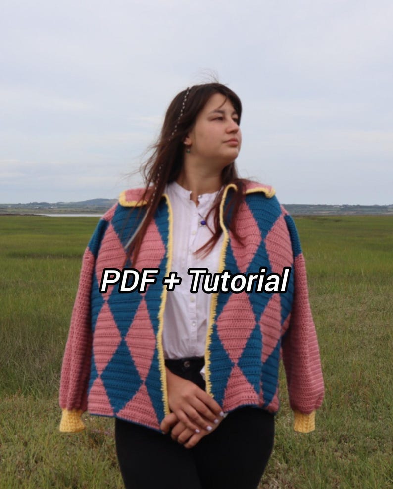 PDF Pattern Tutorial Crochet Cardigan Howl's Moving Catle Inspired Oversized Cardigan Crochet ...