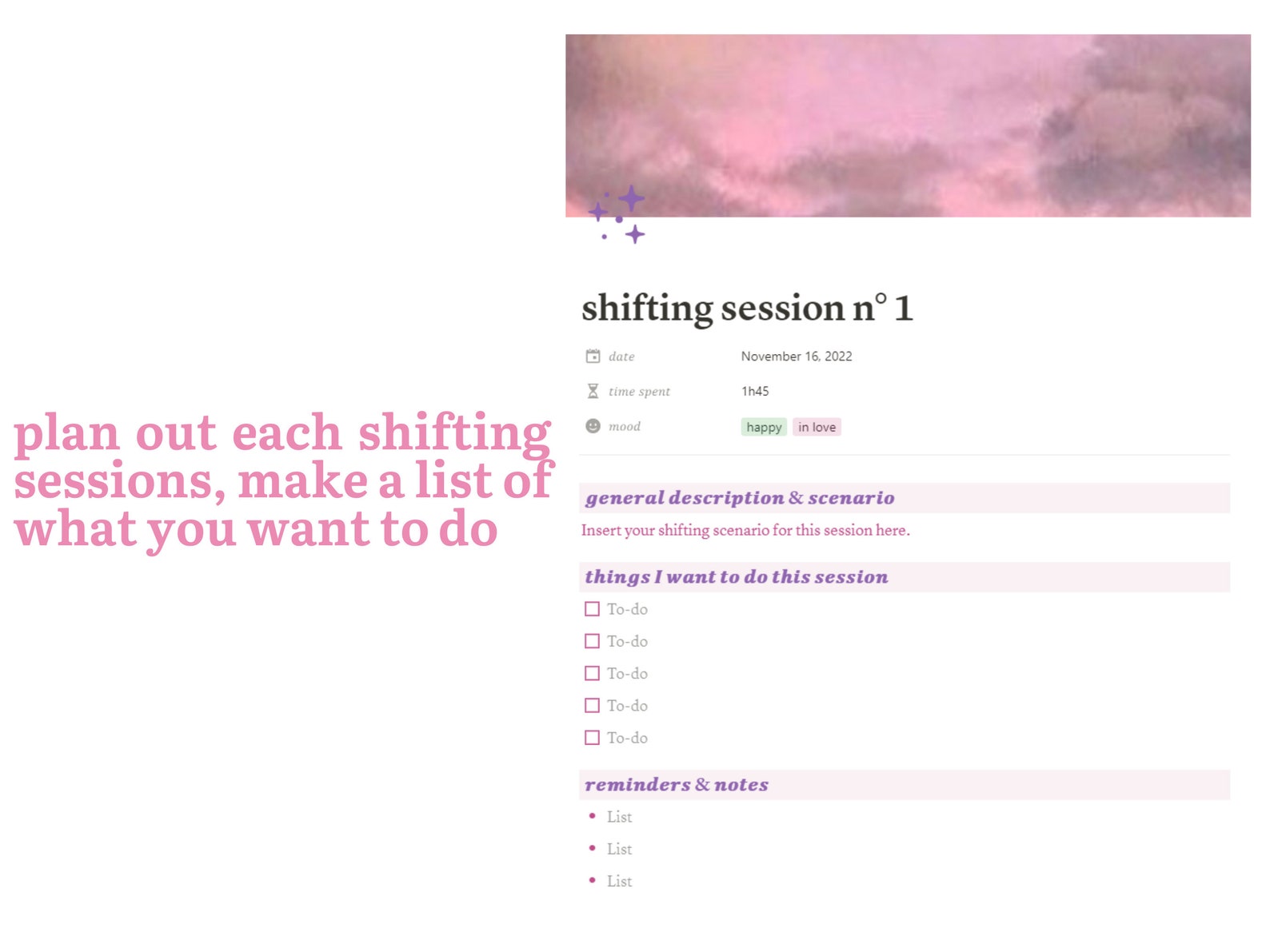 Cute Notion Reality Shifting Script Hub | Digital Cute Pastel Aesthetic ...