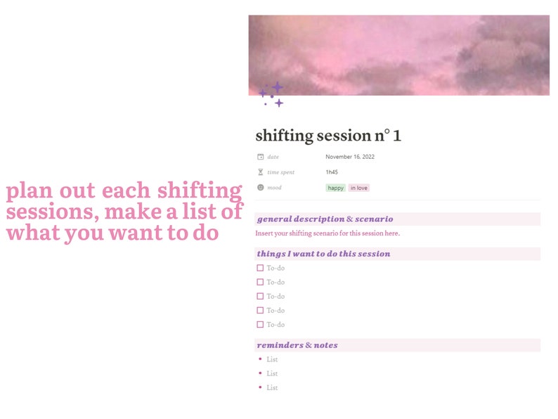 Cute Notion Reality Shifting Script Hub | Digital Cute Pastel Aesthetic ...