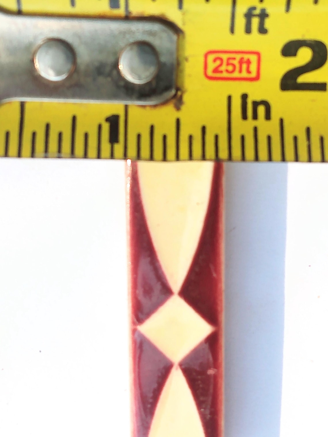 Art Deco Embossed Burgundy Red & Yellow Border Listello Tile Pieces, .5 ...