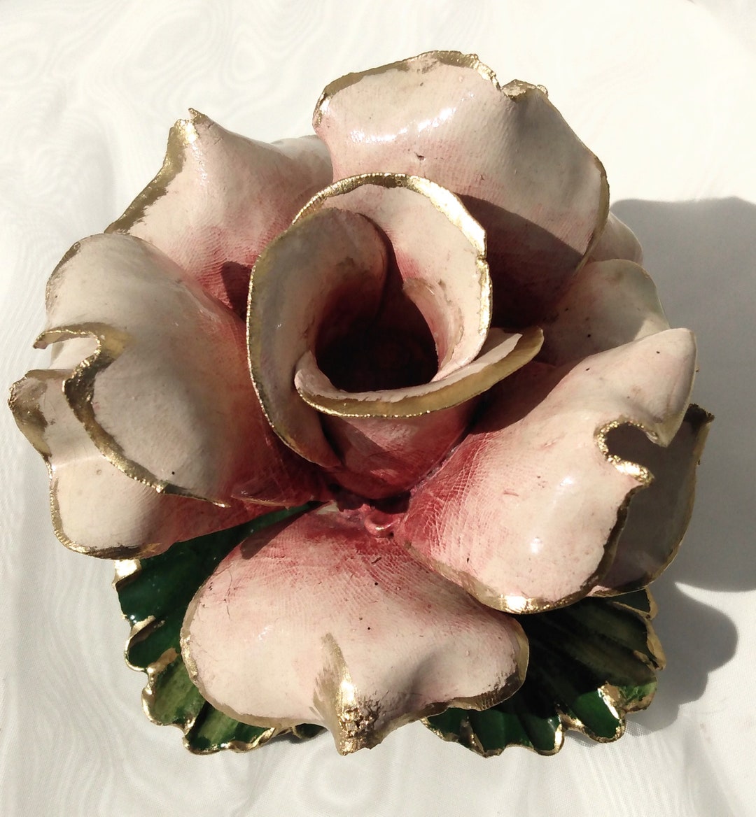 Large Capodimonte Porcelain Rose Candleholder, Made in Italy, Pink ...