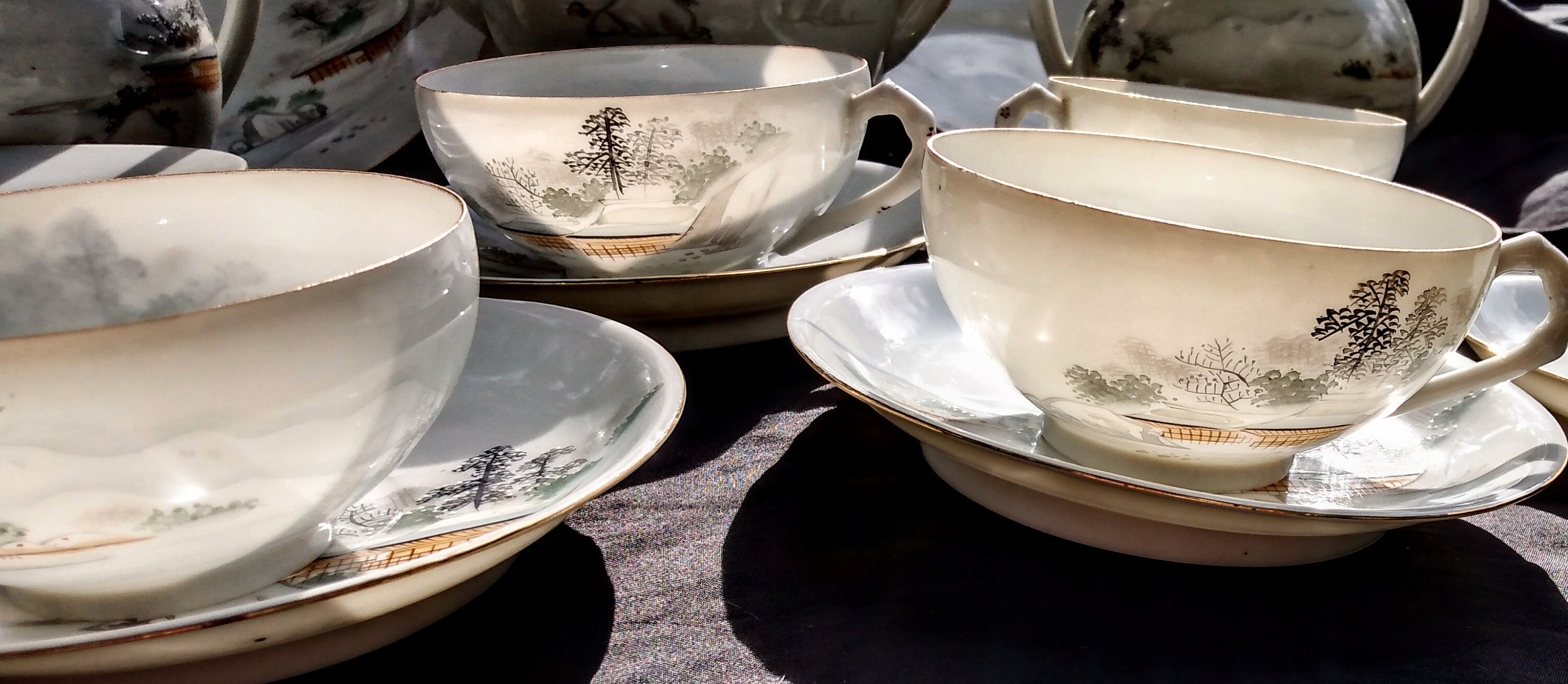 Antique Japanese Eggshell Porcelain Tea Set, "m" Monogram, Teapot ...