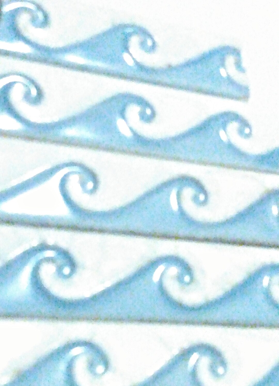 1/2 LF Powder Blue & White Embossed Wave Vintage Ceramic Border Tiles ...