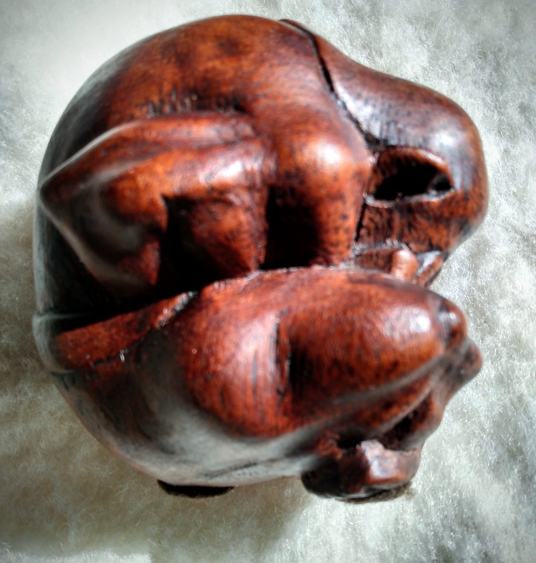 Antique Wood Sculpture of a Weeping Man, Hand Carved Wood Man Carved in ...