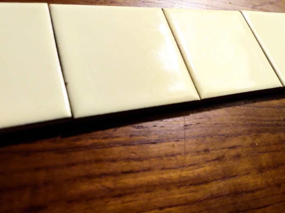 6 Vintage Light Yellow Ceramic 2 Tiles - Etsy