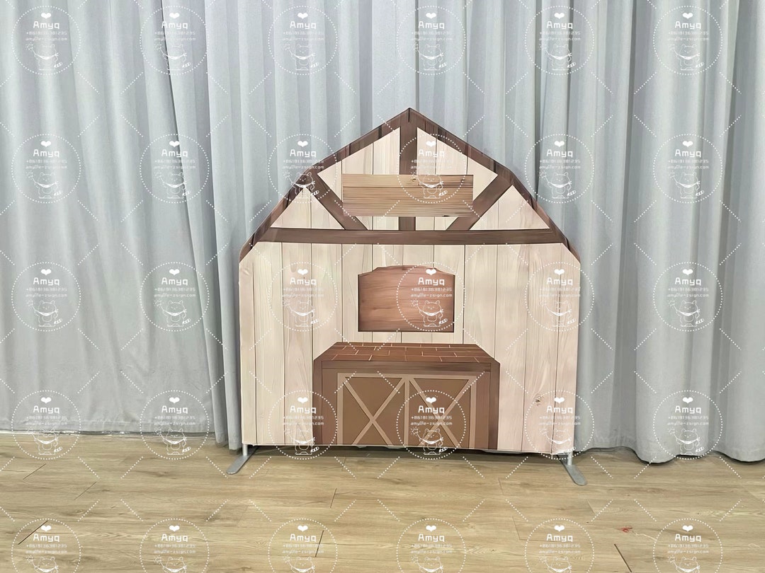 Wood Farm Barn Farm Arch Stand Fabric Print House Backdrop Cover Custom ...