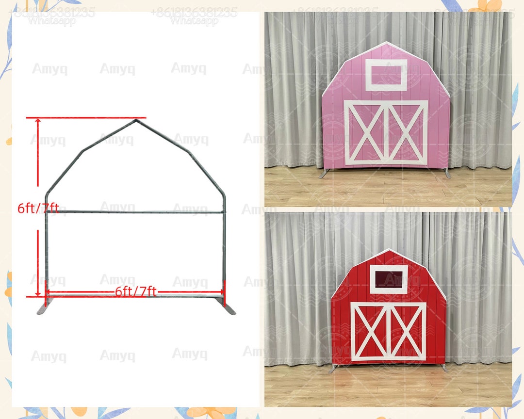 6ft 7ft Pink Fram Barn Arch Stand Fabric Print House Backdrop - Etsy