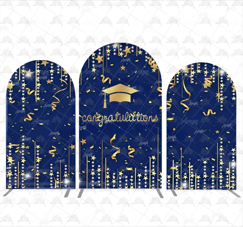 Royal Blue Graduation Backdrop Cover Gold Glitter Chiara Wall - Etsy