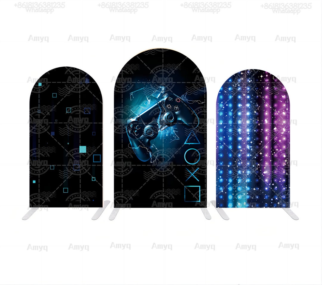 Play Game Gamepad Leval Arch Backdrop Blue Black Game Level up - Etsy