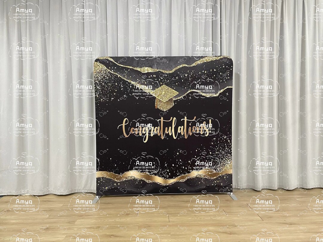 Congrats Grad Backdrop Graduation Photo Booth Backdrop Stand Pillowcase ...