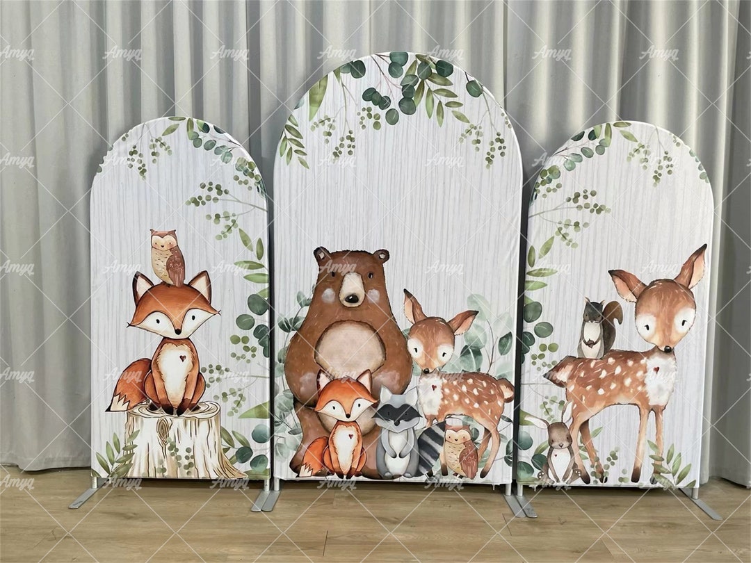 Wild Safari Jungle Animal Arch Backdrop Kit Wood Board Chiara Wall ...