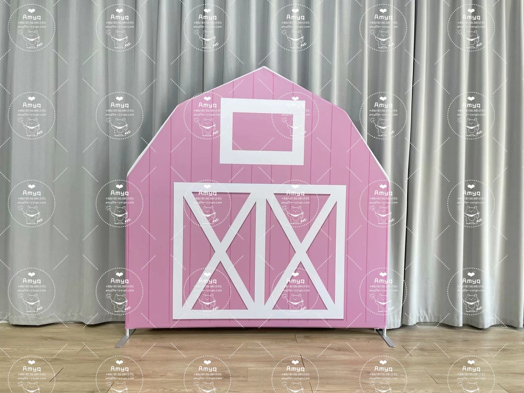 6ft 7ft Light Pink Farm Barn Arch Stand Fabric Print House Backdrop ...
