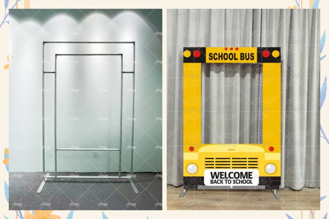 Buy Welcome Back to School Photo Booth Frame Fabric Cover Backdrop ...
