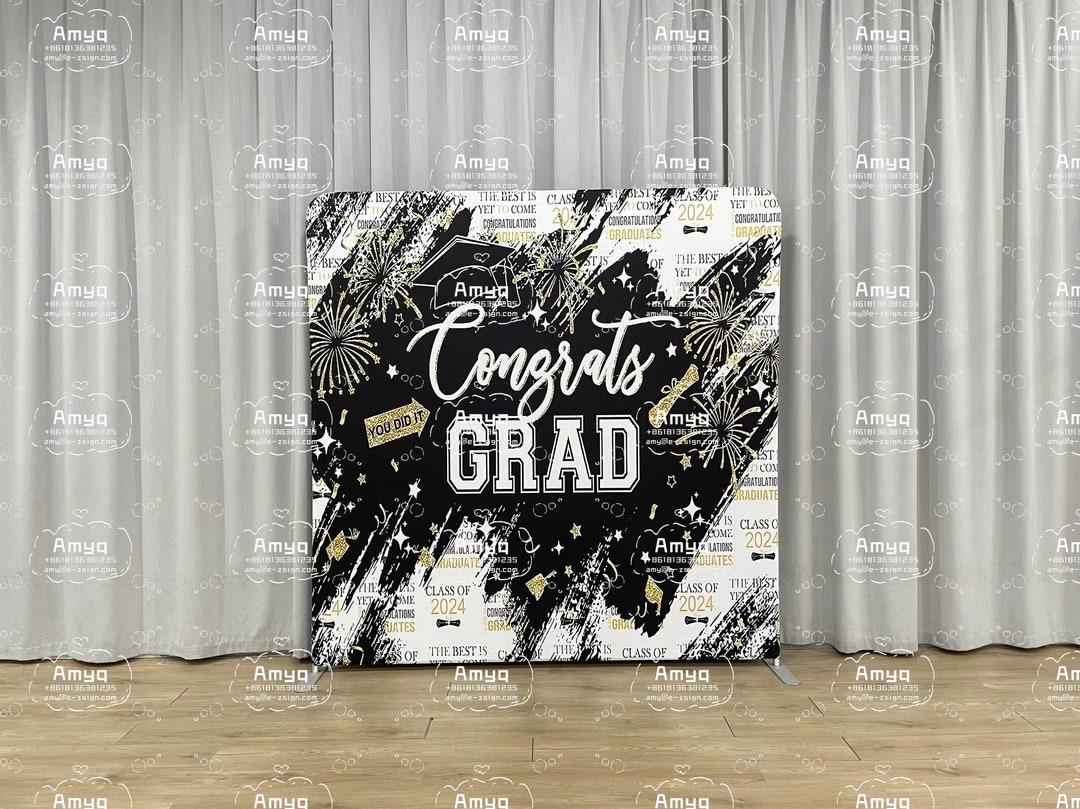 Congrats Grad Backdrop Graduation Photo Booth Backdrop Stand Pillowcase ...